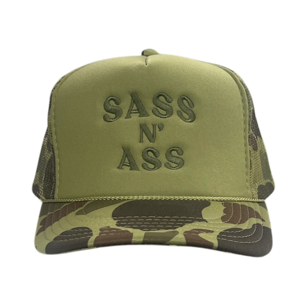 Sass N' Ass Green on Green Camo Hat – Priscilla Block